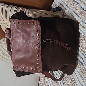 Sundance | Bags | Sundance Brown Suede Leather Backpack With Stud ...